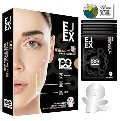 EJEX Face and Neck Sheet Mask,Hydrating Face Masks Skincare, Bio-Based ...
